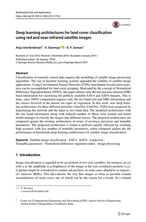 PDF Deep Learning Architectures For Land Cover Classification Using Red And Near Infrared