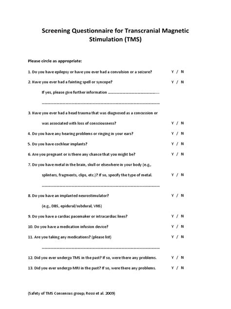 Tms Screening Questionnaire Pdf