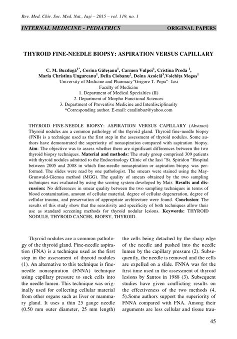 Pdf Thyroid Fine Needle Biopsy Aspiration Versus Capillary