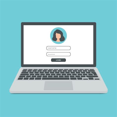 Premium Vector Login Form On Laptop Screen Login And Password Form Page Account Login User