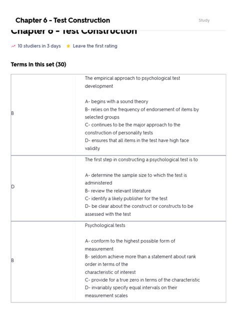 Chapter 6 Test Pdf Level Of Measurement Validity Statistics