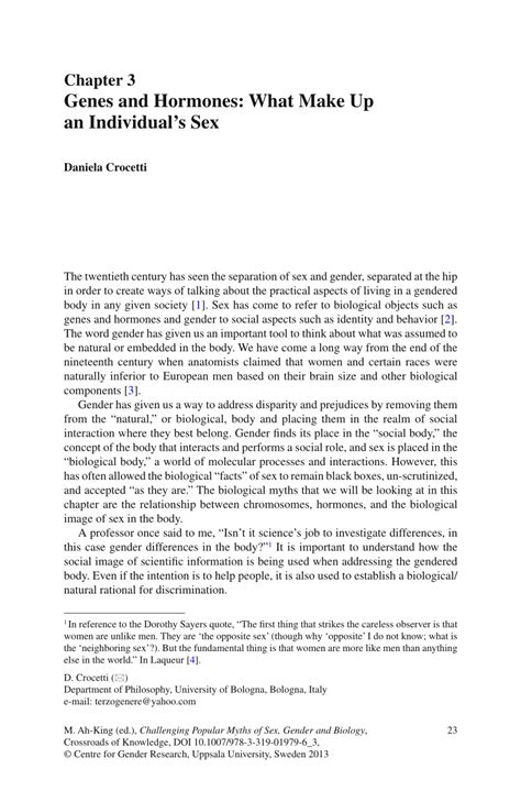 Pdf Genes And Hormones What Make Up An Individuals Sex