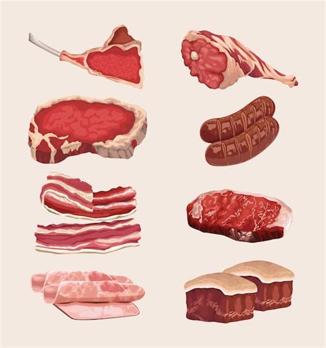 Premium Vector Eight Meat Differents Cuts