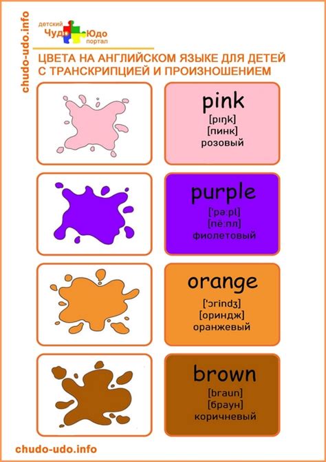 Цвета на английском языке 2 класс произношение