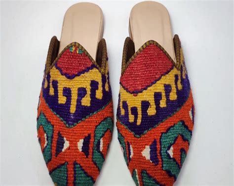40eu10us Women Kilim Mules One Of A Kind Kilim Slipper Handcrafted