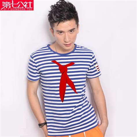 第七公社2012新款夏装短袖t恤韩版男红领巾三道杠班服 第七公社旗舰店