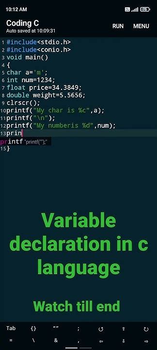 How To Write Variable Declaration In C Language Cprogramming Shorts