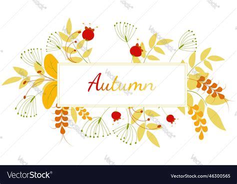 Autumn Frame With Leaves And Red Berries For Your Vector Image