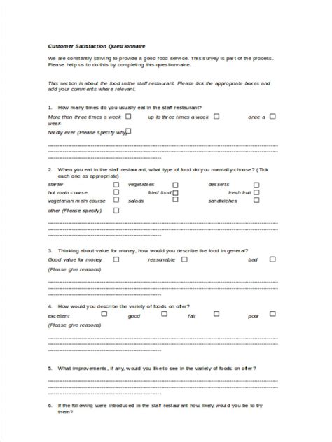 FREE 10 Sample Customer Questionnaire Forms In MS Word PDF