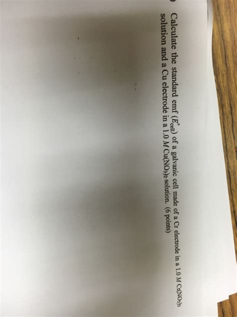 Solved Calculate The Standard Emf E Degree Cell Of A