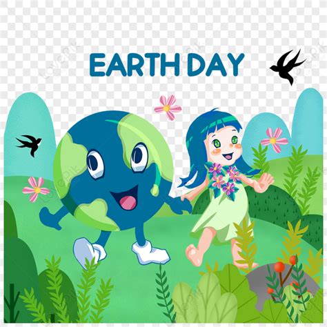 녹색 지구의 날 어린 소녀 일러스트 환경 보호 물 바다식물여자 Png 일러스트 무료 다운로드 Lovepik