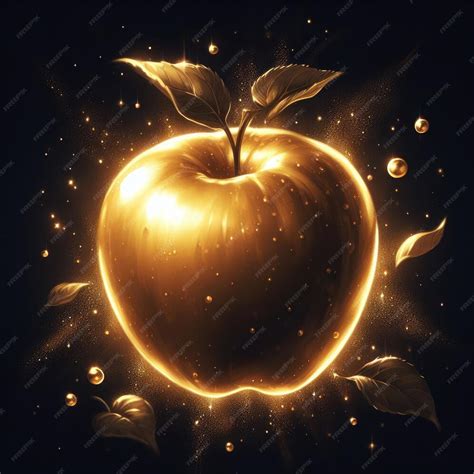Premium Ai Image Golden Appple On Black Background