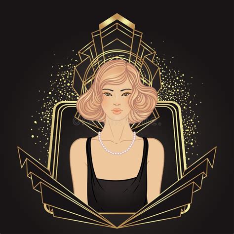 Retro Fashion Glamour Girl Of Twenties Asian Pretty Woman Vector
