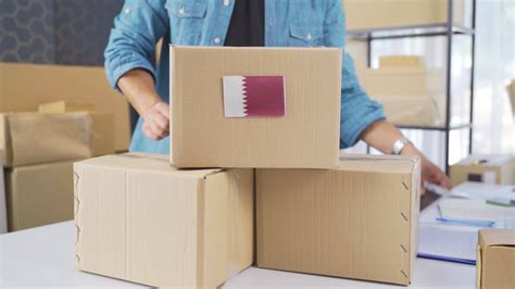 qatar flag in logistics cargo package cargo package with flag of qatar