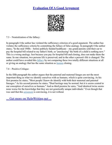 Evaluation Of A Good Argument Pdf