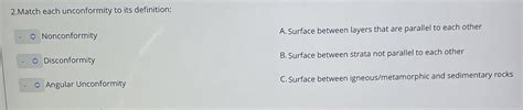 High Quality Solution 2 Match Each Unconformity To Its