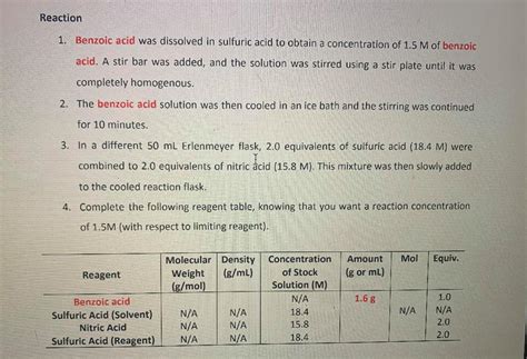 Solved Please Complete The Following Reagent Table Knowing