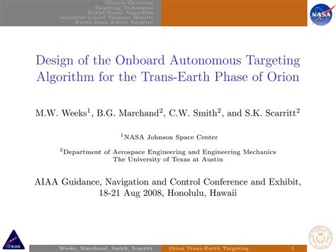 Design Of The Onboard Autonomous Targeting Algorithm For The Trans