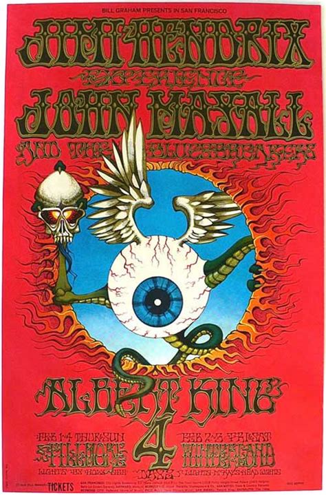 Jimi Hendrix 1st Printing Bg 105 Fillmore Poster