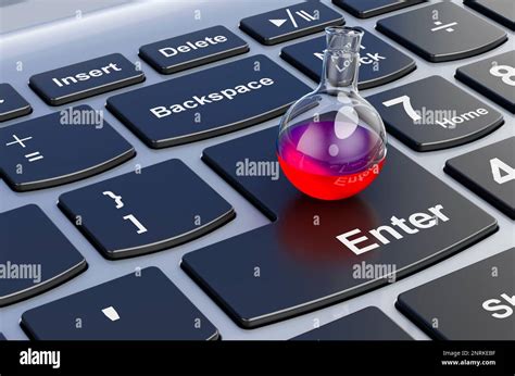 Chemical Flask On Laptop Keyboard 3D Rendering Stock Photo Alamy