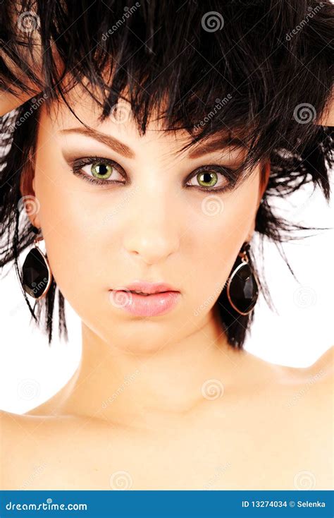 Schöne Frau Mit Grünen Augen Stockfoto Bild Von Gesund Vollkommen