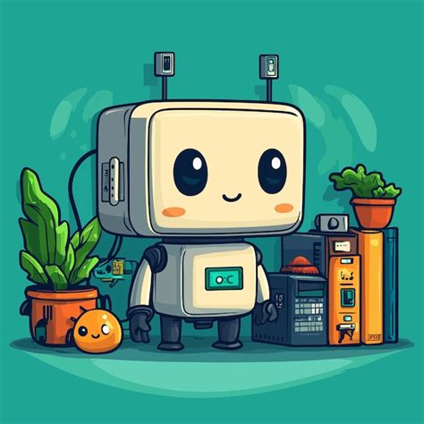 Cute Iot Sensor Network Cartoon Icon Illustration Vector Illustration