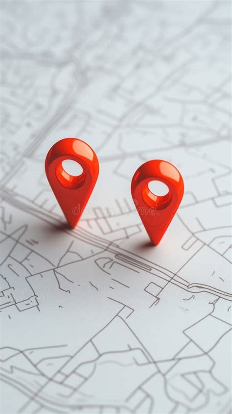 Two Red Location Pins Pointing Different Spots On Map For Navigation