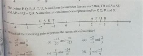 3 The Points P Q R S T U A And B On The Number Line Are Such That Tr Rs
