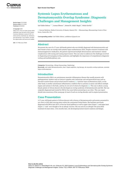 Pdf Systemic Lupus Erythematosus And Dermatomyositis Overlap Syndrome Diagnostic Challenges