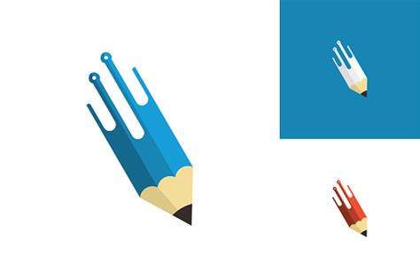 디지털 연필 로고 템플릿 디자인 벡터 엠블럼 디자인 개념 창조적 인 기호 아이콘 개념에 대한 스톡 벡터 아트 및 기타 이미지 개념 개념과 주제 공부 Istock