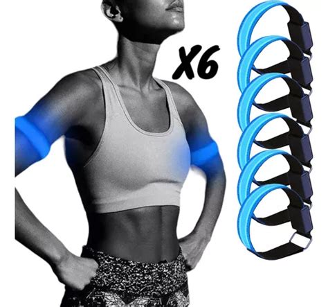 Pack 6 Pulsera Led Azul Para Corredor Brazalete Reflejante Meses Sin