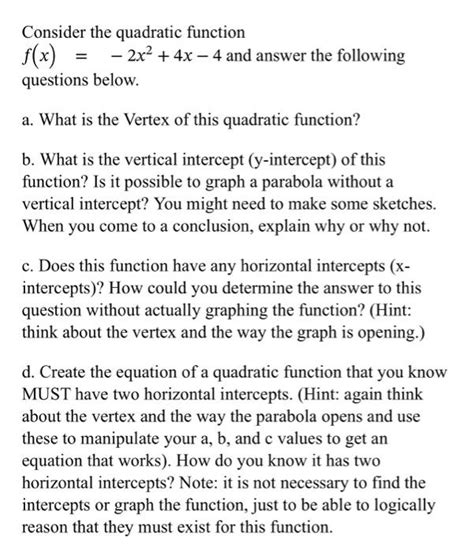 Solved Consider The Quadratic Function F X X X And Chegg