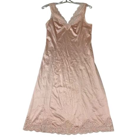 Vintage Warners Slip Womens 32 Small Pink Lingerie Floral Fantasies