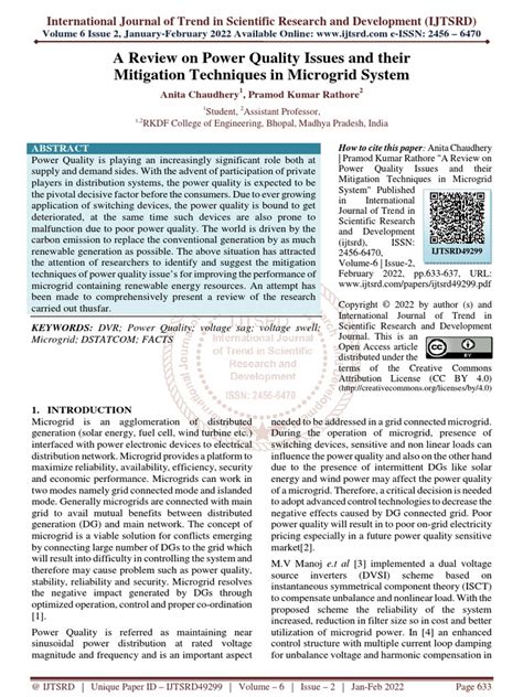 A Review On Power Quality Issues And Their Mitigation Techniques In Microgrid System Download