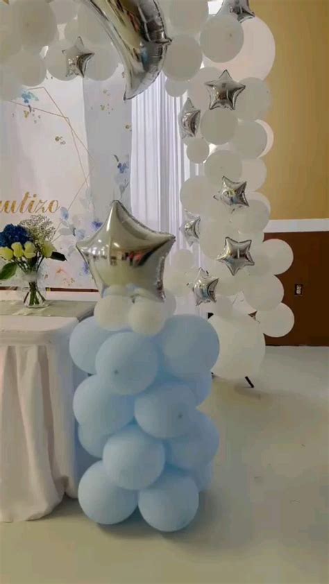 Mesa Principal De Bautizo Decoración Con Globos Bautizo Como Decorar