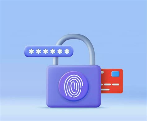 3d Biometric Fingerprint Password With Padlock Icon Touch Id Credit