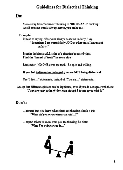 dialectics dbt worksheet dbt worksheets