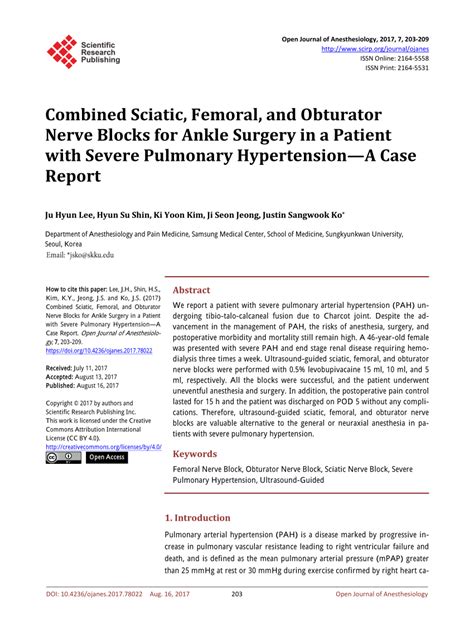 Pdf Combined Sciatic Femoral And Obturator Nerve Blocks For Ankle