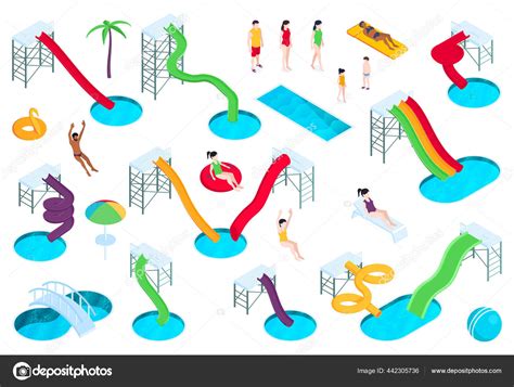 Aqua Park Isometric Composition Stock Vector By Macrovector