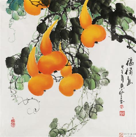 四尺斗方招财辟邪葫芦画福禄图 葫芦画 99字画网