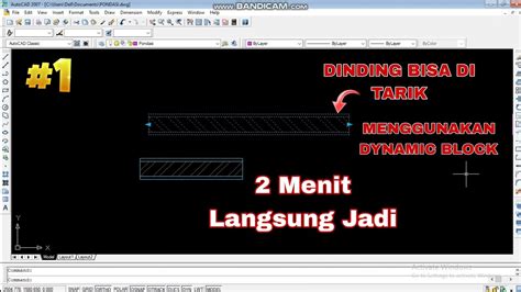 Membuat dinding menggunakan DYNAMIC BLOCK STRETCH di autocad. - YouTube