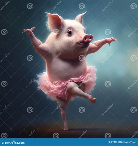 Cute Ballerina Pig Ai Generated Stock Illustration Illustration Of