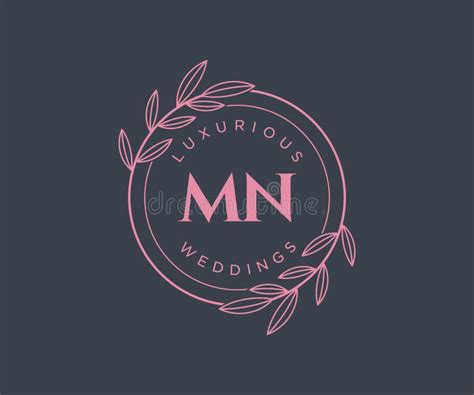 Mn Initials Letter Wedding Monogram Logos Template Hand Drawn Modern
