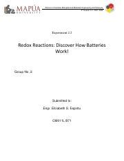 Lab Experiment Redox Reactions Discover How Batteries Work Pdf Babe Of Chemical
