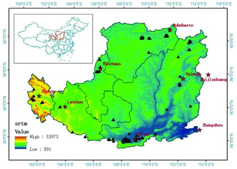 The Loess Plateau Of China The Red Stars Indicate The Capital Cities