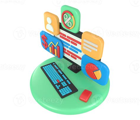 3d Rendering Computer Screen Business Report Application 10987063 Png