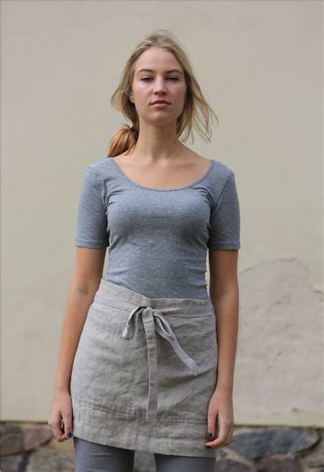 Linen Apron Half Apron Linen Midi Apron Linen Half Apron Etsy