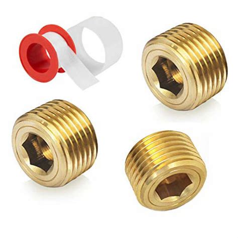 Getuscart 12 Npt Plug Brass Pipe Fitting Countersunk Thread Internal