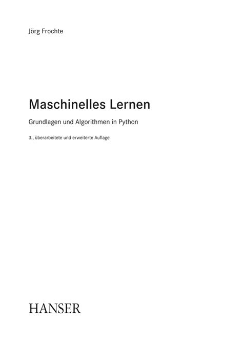 SOLUTION Maschinelles Lernen Grundlagen Und Algorithmen In Python