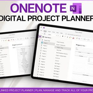 Onenote Project Planner Project Tracker Project Management Digital Planner Work Schedule
